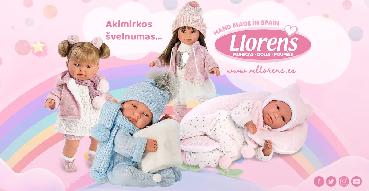 LLORENS lėlė Nicole su rausvu megztuku, blizgiu sijonėliu ir sidabriniu ...