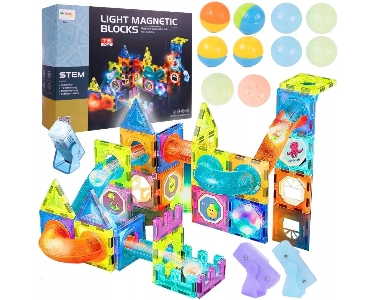 Magnetinis konstruktorius su šviečiančiais kamuoliukais „Light Magnetic ...