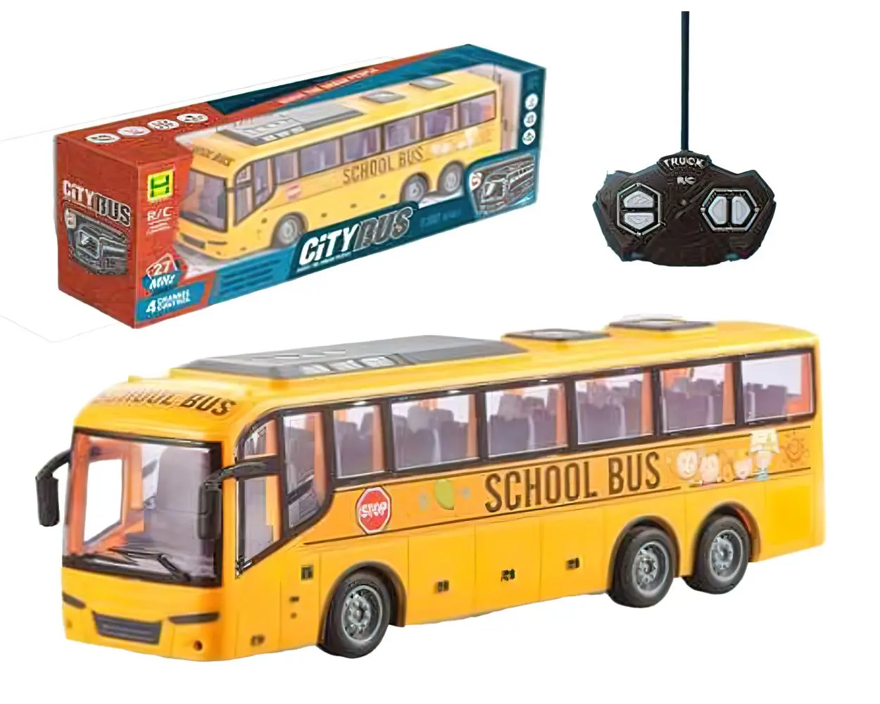 Žaislinis miesto autobusas su pultu „City Bus”, geltonas