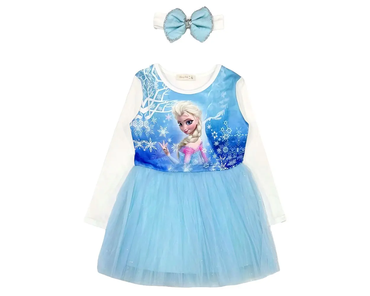 Suknelė mergaitei su galvos juosta „Frozen”, žydra
