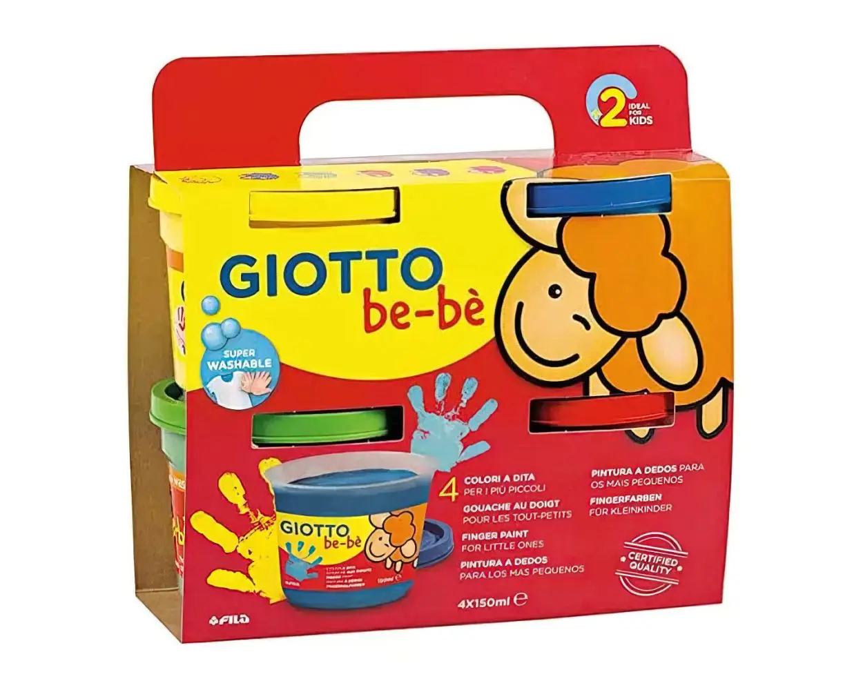 Dažai piešti pirštais, 4 spalvų, Giotto Be-Be