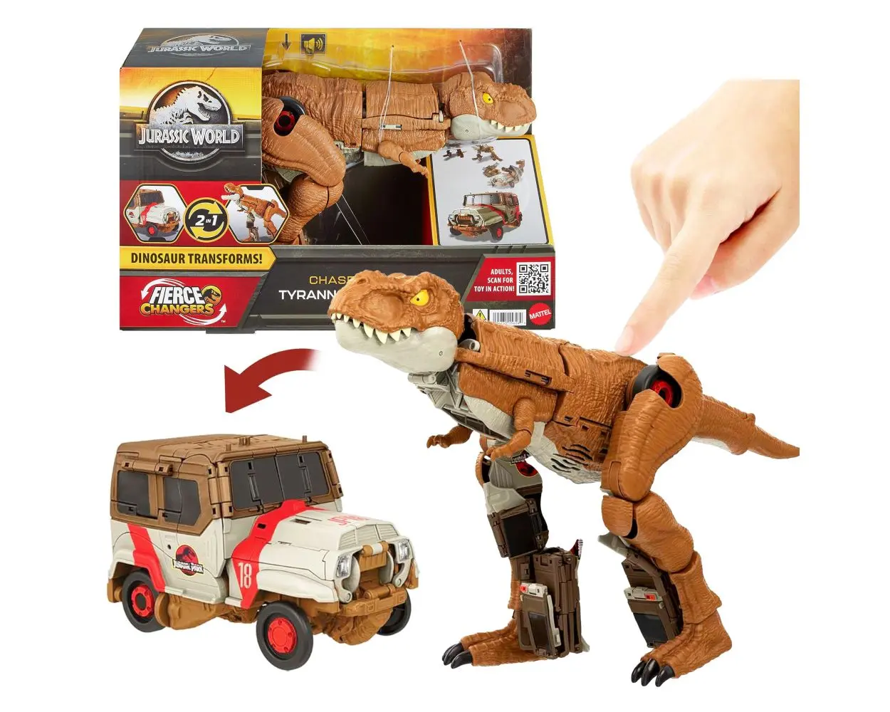 Transformuojamas dinozauras tiranozauras „Chase N Roar T Rex”, Jurassic ...