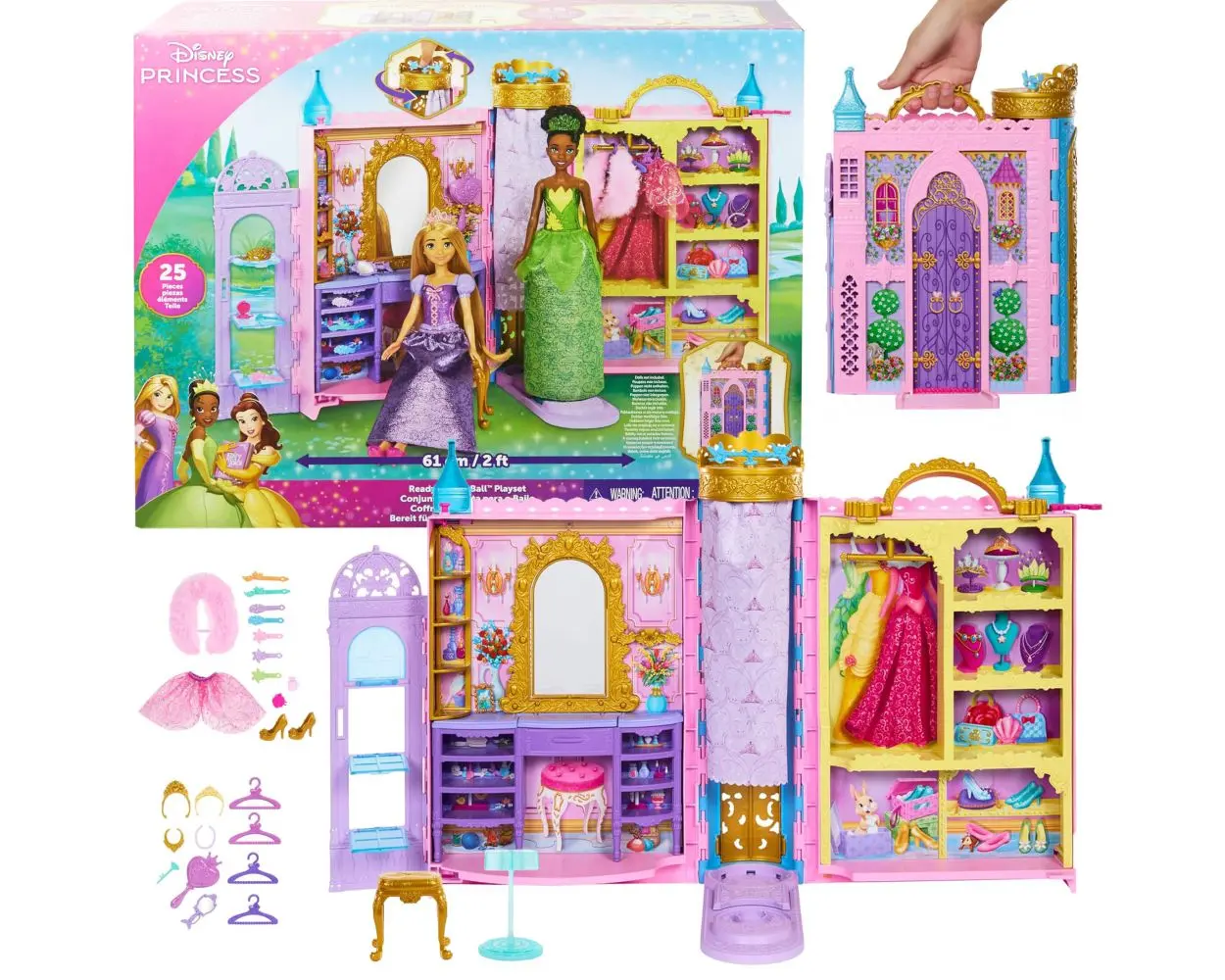 Disney Princess nešiojama lėlių pilis - grožio kambarys su aksesuarais ...