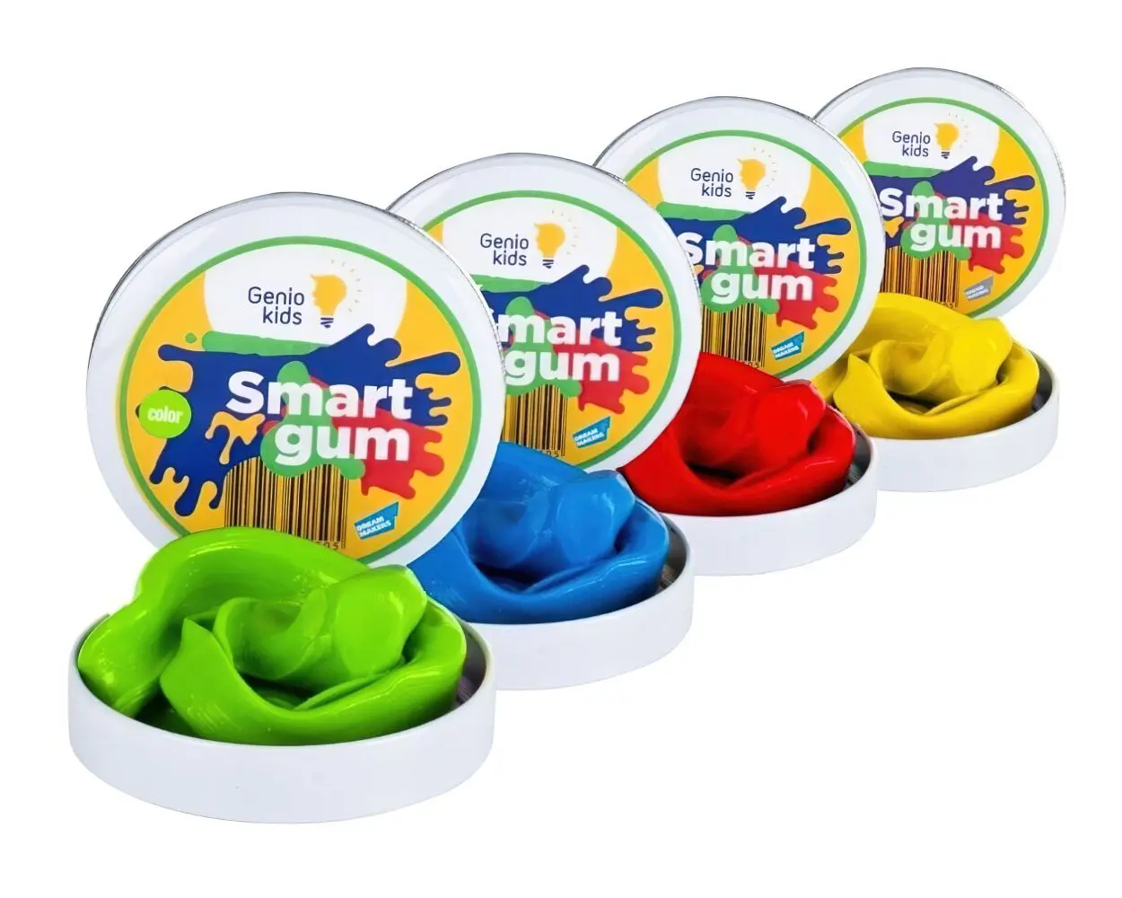 Išmanusis plastilinas vaikams „Smart Gum”, 4 spalvų rinkinys