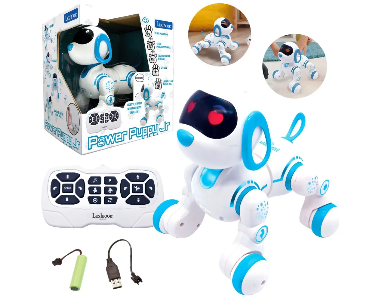 Interaktyvus programuojamas robotas šuniukas, valdomas pulteliu ir ...