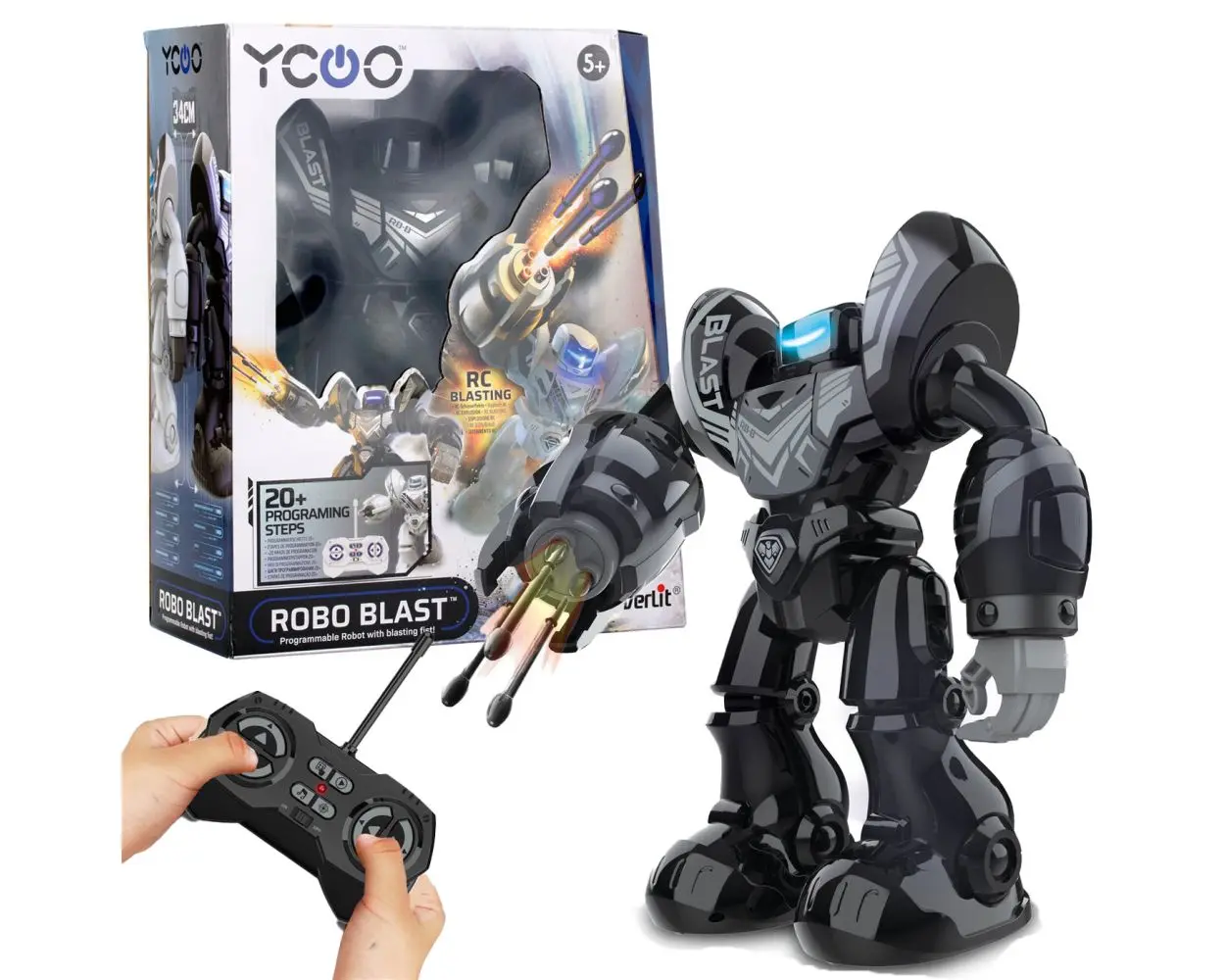 Šaudantis programuojamas robotas vaikams Robo Blast, juodas, Silverlit