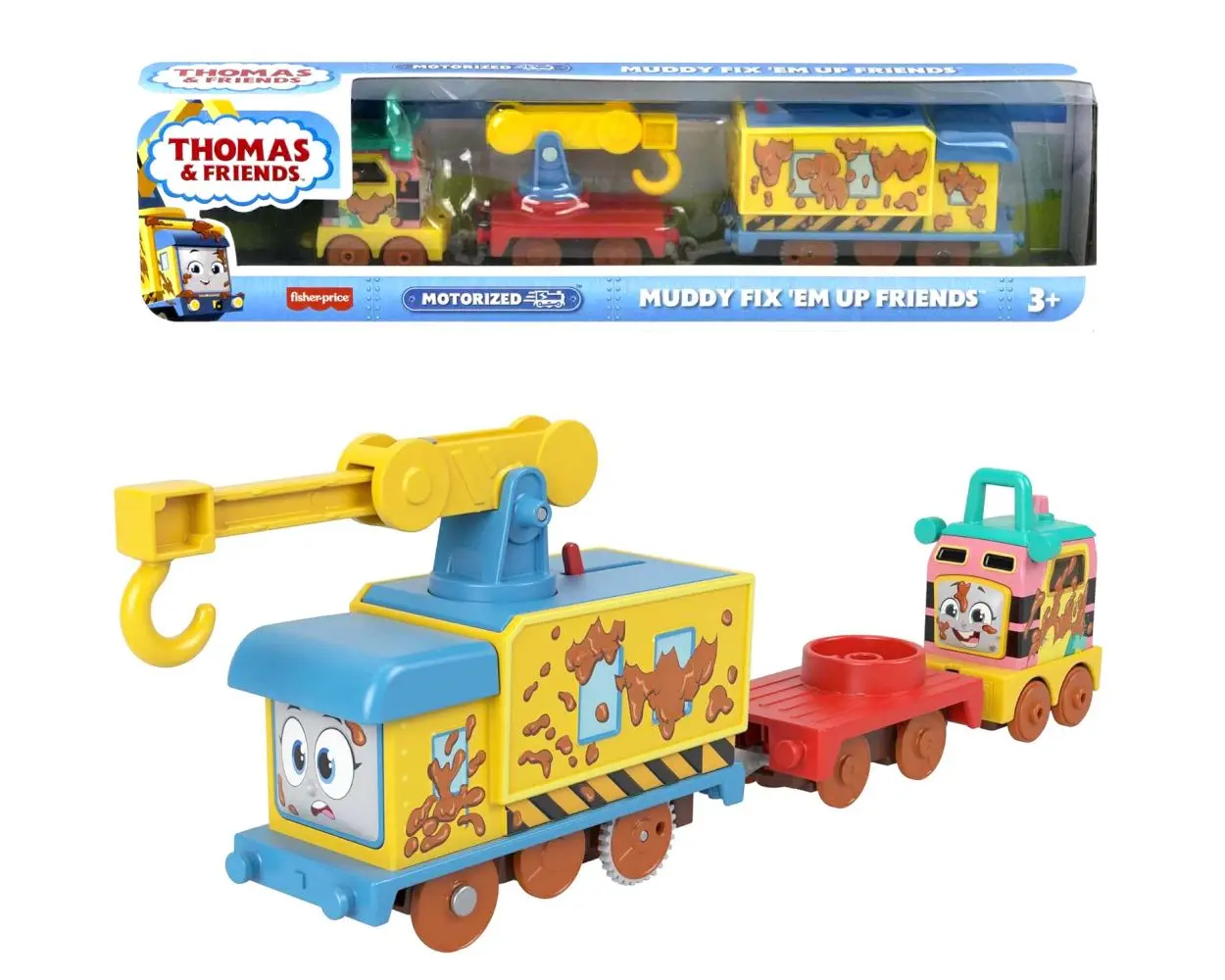 Thomas & Friends motorizuotas traukinukas Muddy su vagonu, HFX97