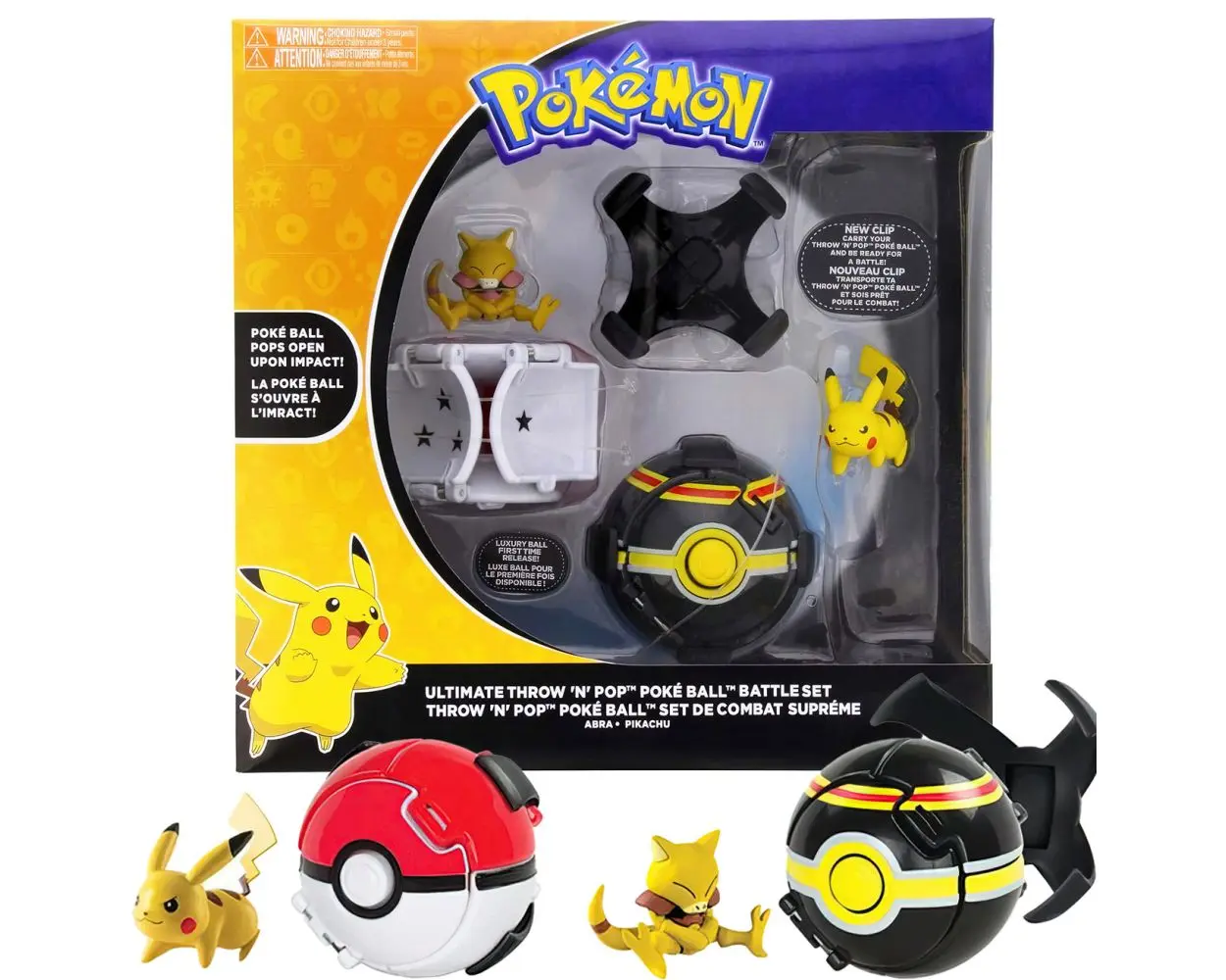 Pokemon diržas su 2 kamuoliukais ir 2 figūrėlėmis Pikachu ir Abra ...