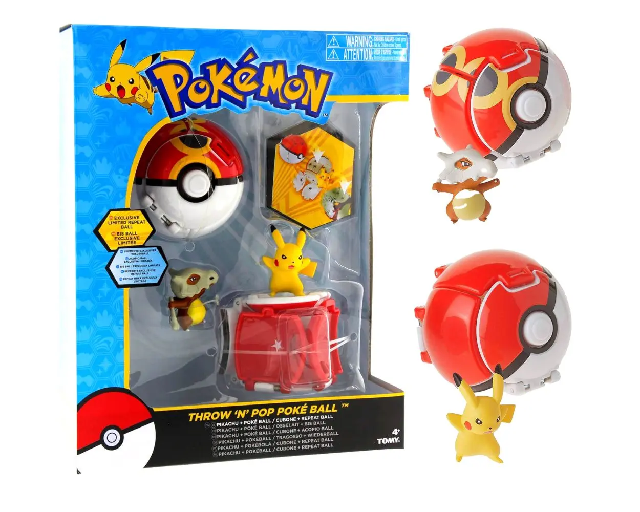 Pokemon kamuoliukų rinkinys su figūrėlėmis „Throw 'N' Pop Duel Pikachu ...