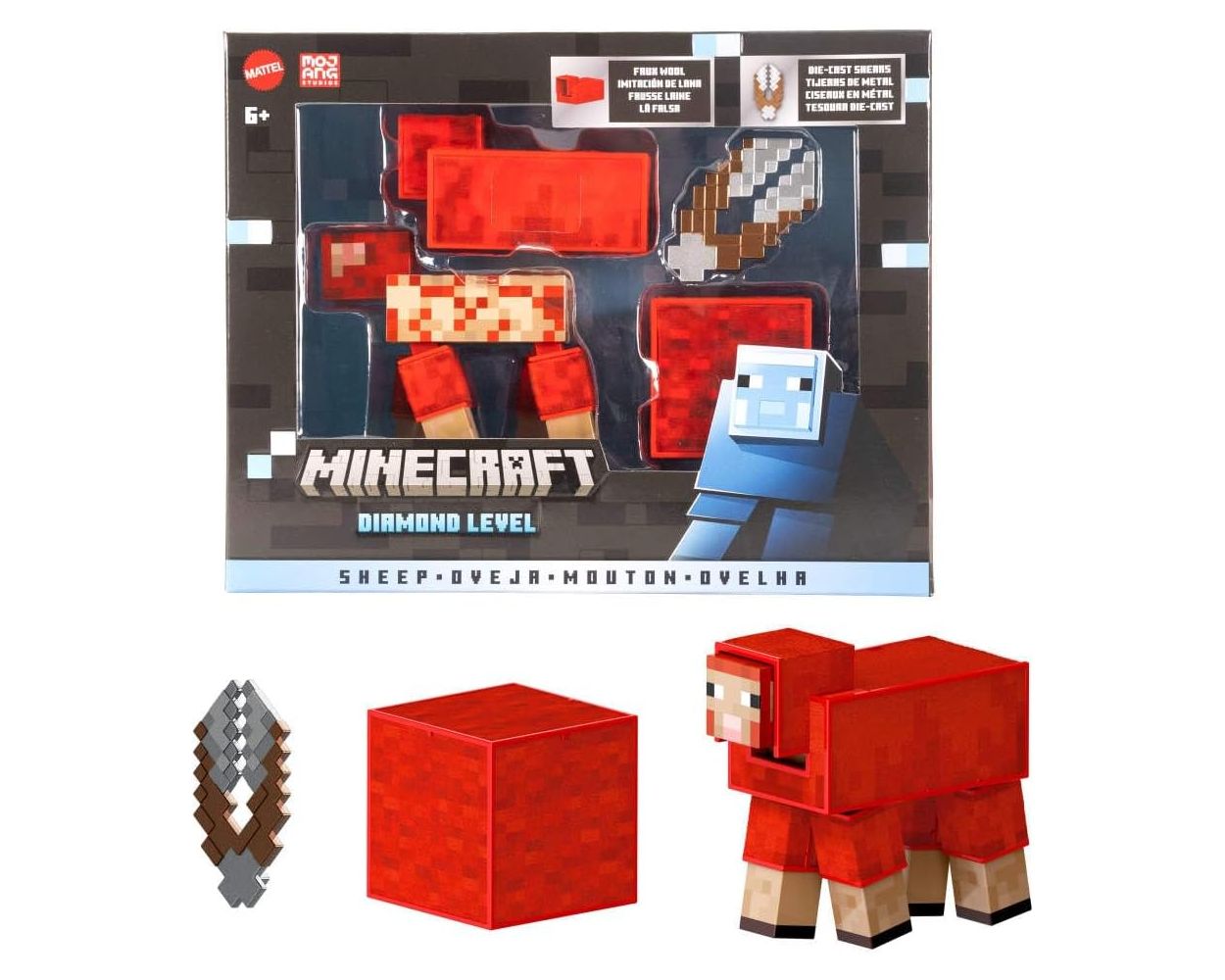 Minecraft figūrėlė „Diamond Level Sheep“ su 3 priedais, 14 cm, JCV22